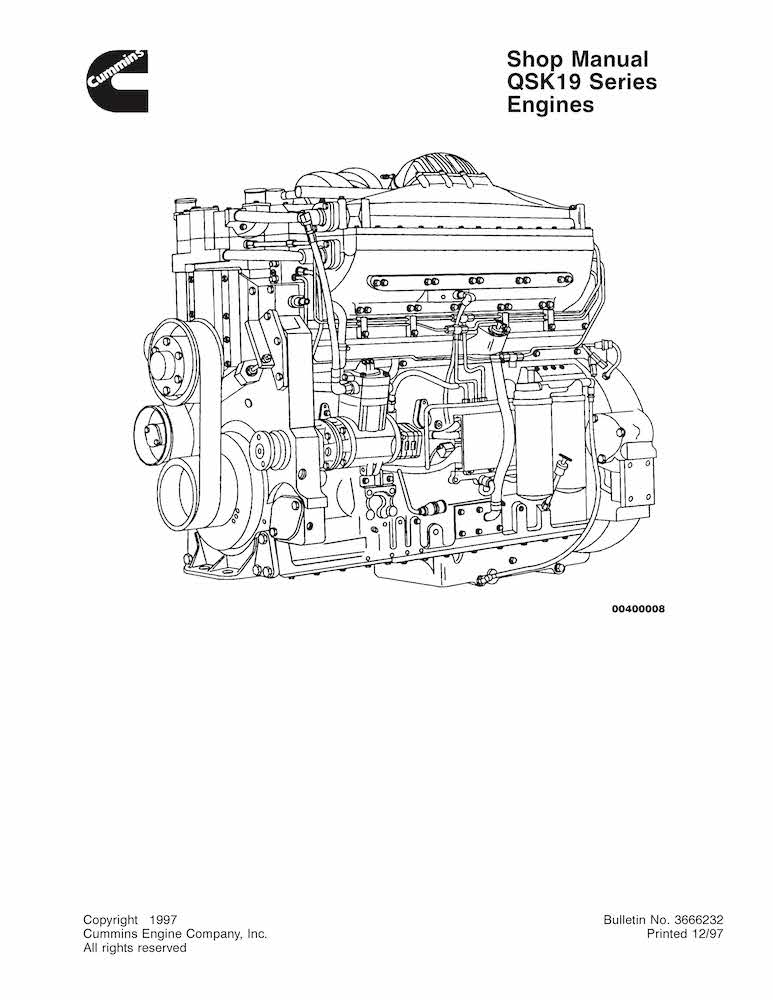 Manual de taller en formato PDF del motor Cummins serie QSK19