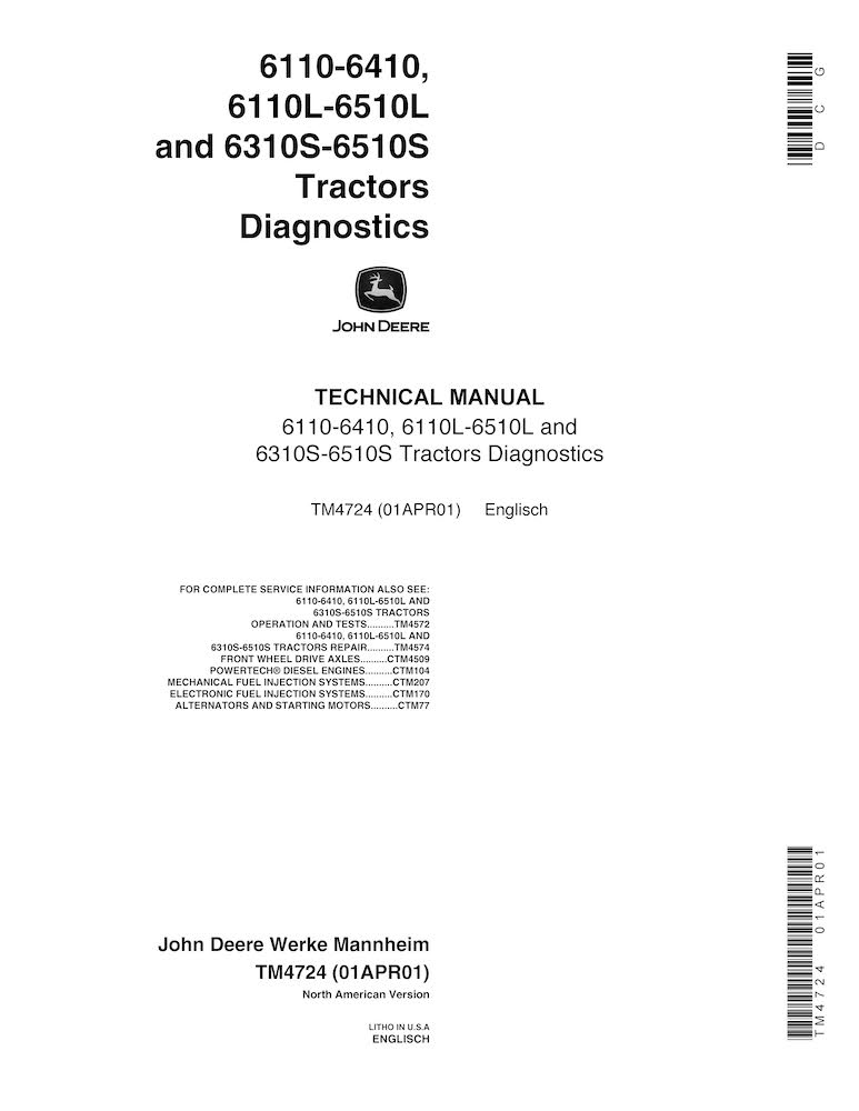 John Deere 6110, 6210, 6310, 6410, 6110L, 6310S, 6410S, 6510S, 6210L ...