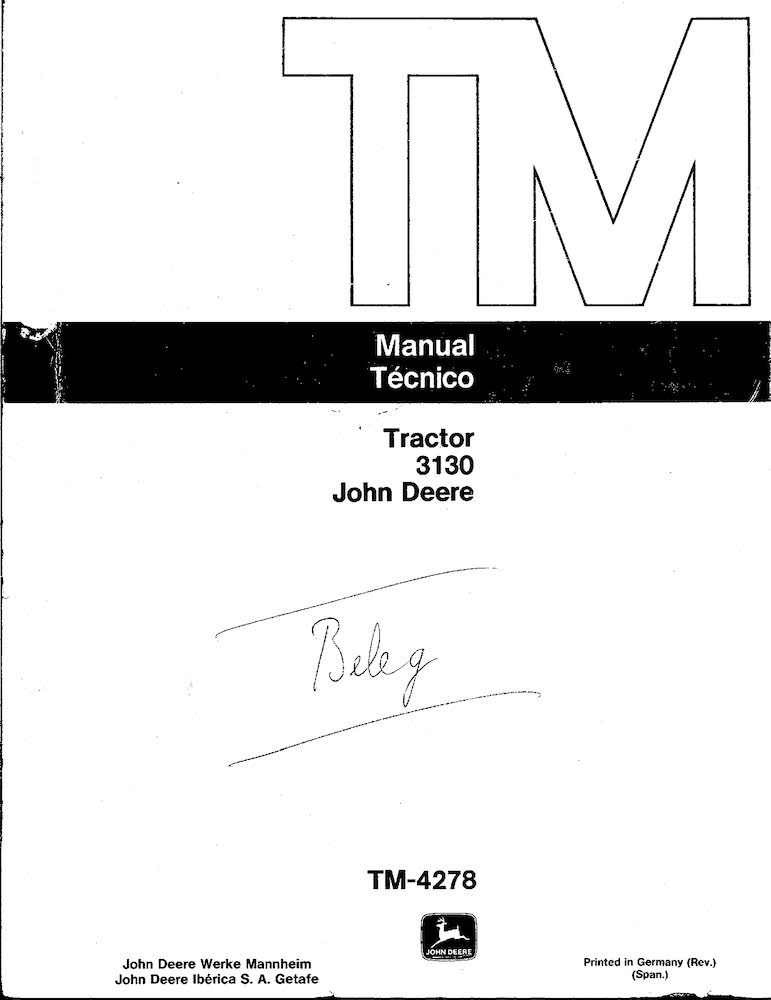 Manual técnico del tractor John Deere 3130 en formato pdf - todo incluido ES