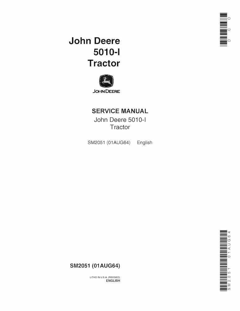 Manuel d'entretien du tracteur John Deere 5010-I au format PDF