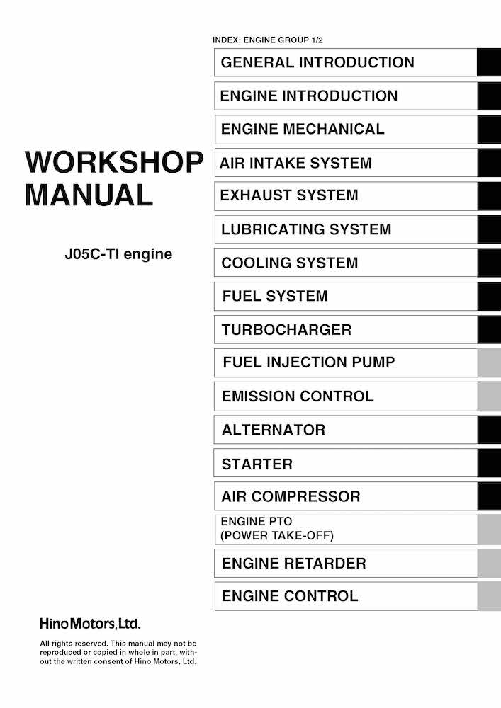 HINO J05C-TI engine pdf workshop manual