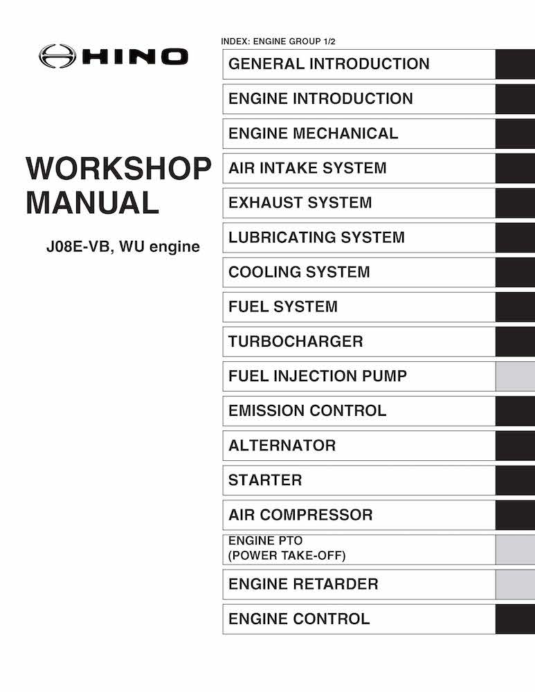 HINO J08E-VB, J08E-WU engine pdf workshop manual