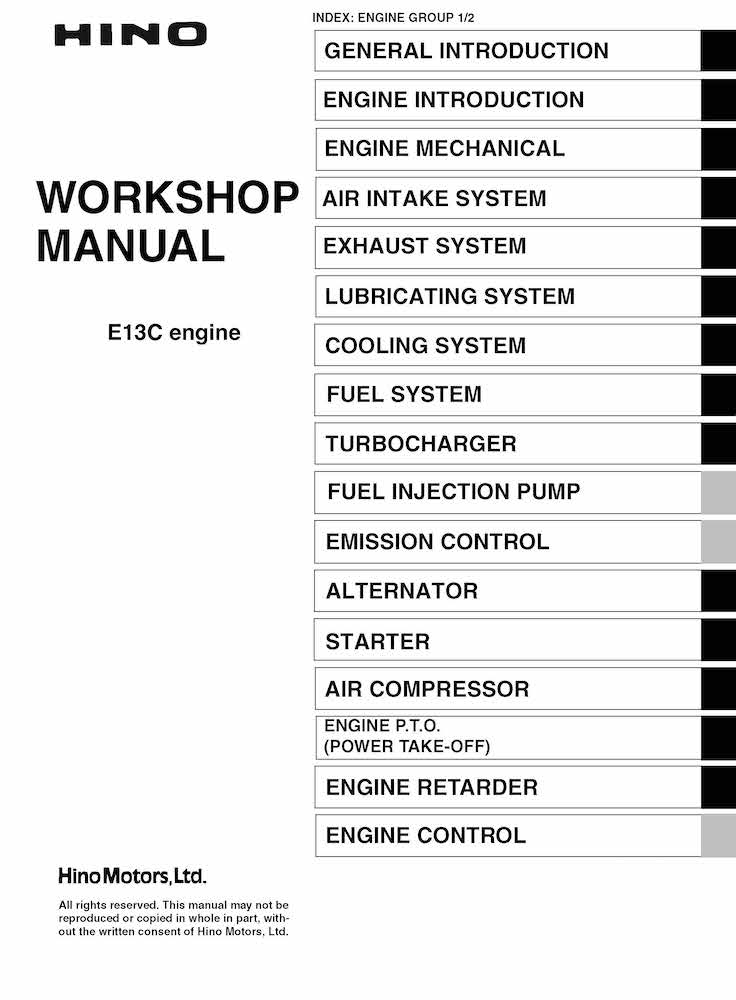 HINO E13C engine pdf workshop manual
