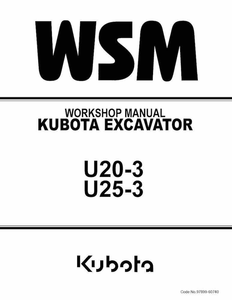 Manual de oficina em PDF da escavadeira Kubota U20-3, U25-3