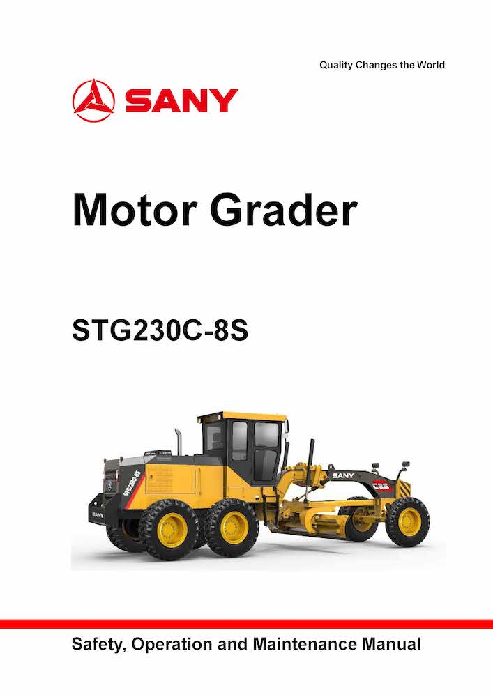 Sany STG230C-8S grader pdf operation and maintenance manual