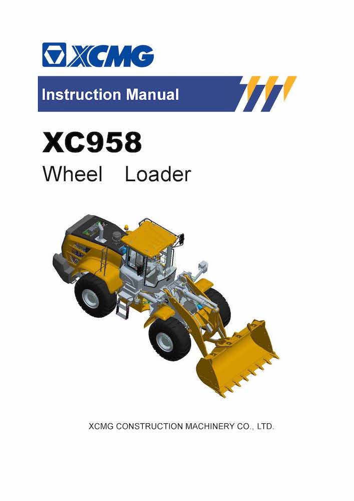 XCMG XC958 wheel loader pdf operation and maintenance manual