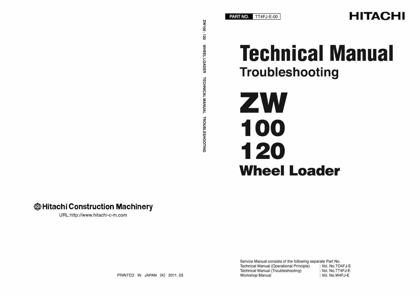 Hitachi ZW100, ZW120 wheel loader pdf troubleshooting technical manual