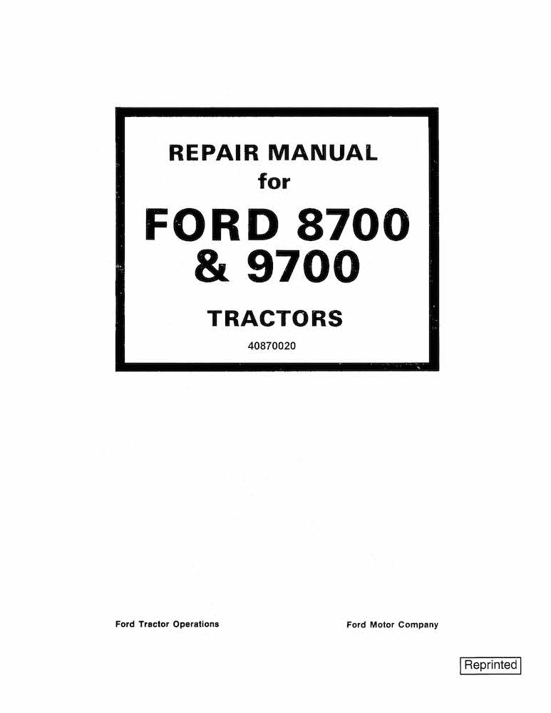 New Holland Ford 8700, 9700 tractor pdf service manual
