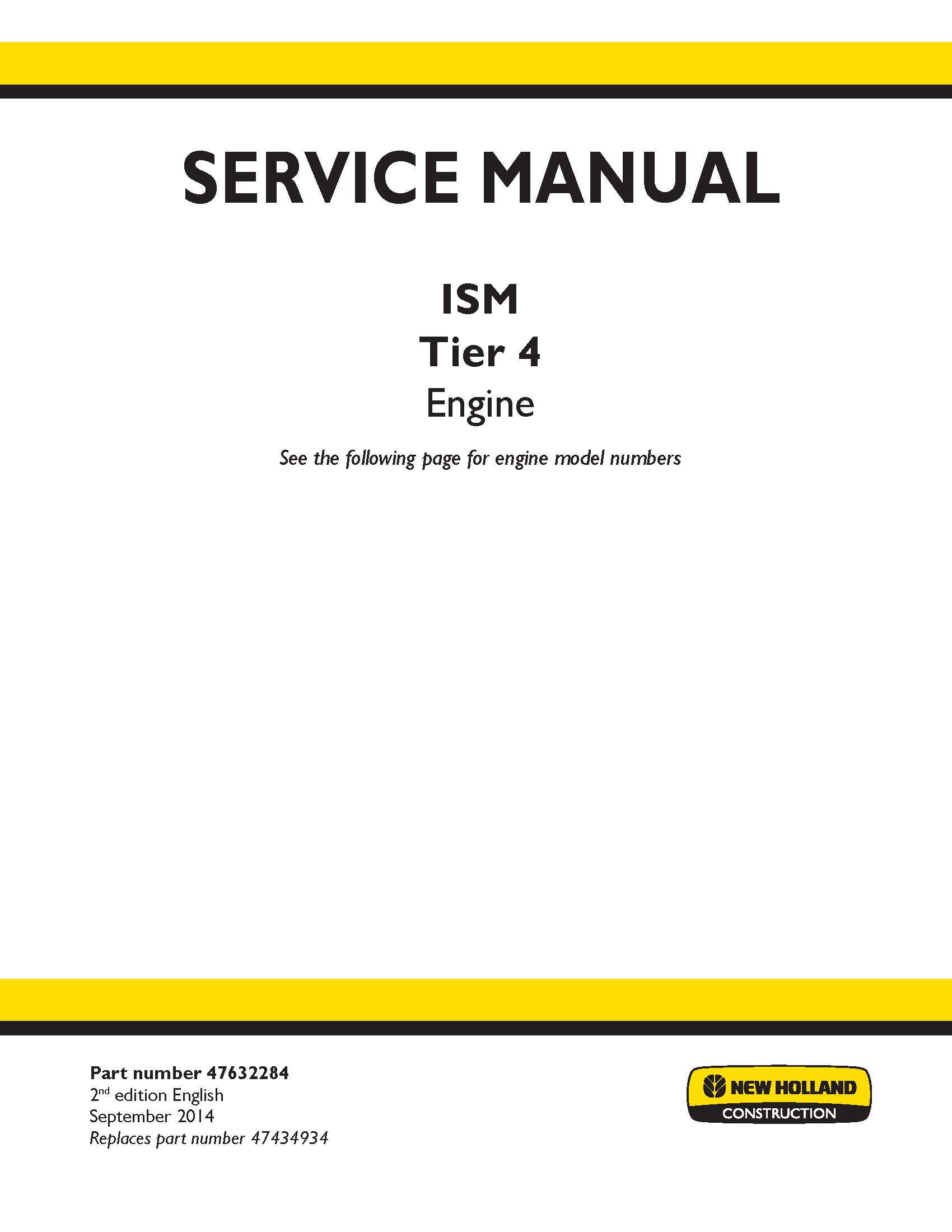 Manual de servicio del motor New Holland ISM Tier 4