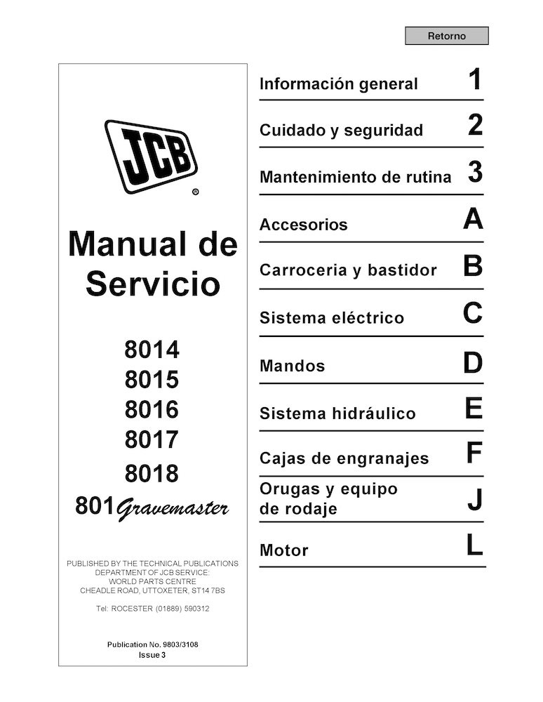 Case 8014, 8015, 8016, 8017, 8018, 801 Gravemaster mini excavator pdf service manual FR (9803/3108)