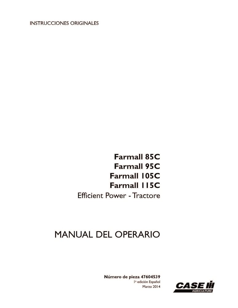 Case Farmall 85C, 95C, 105C, 115C tractor pdf operator's manual ES ...