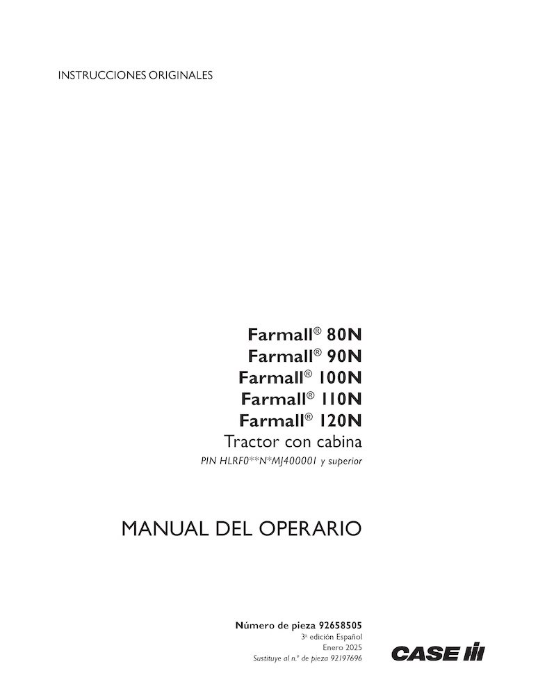 Case Farmall 80N-120N PIN HLRF0**N*MJ400001- tractor pdf operator's ...