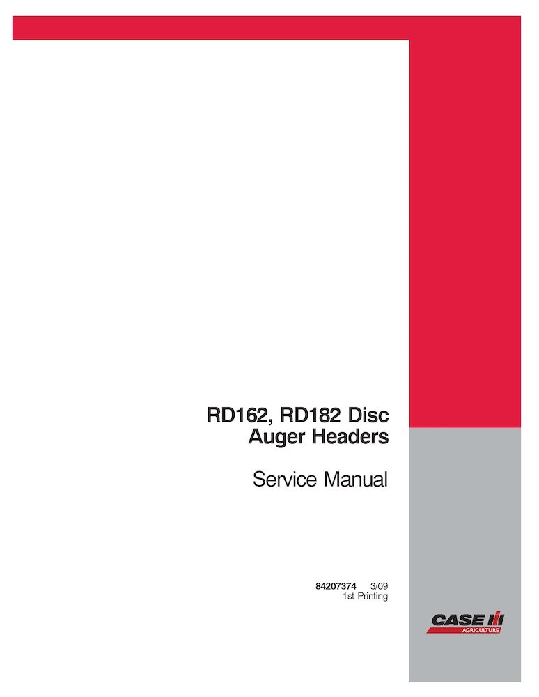 Manual de servicio en formato PDF del cabezal de disco Case RD162 y ...