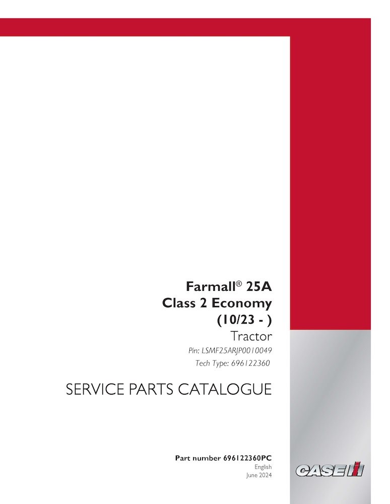 Case Farmall 25A compact tractor pdf parts catalog (696122360PC)