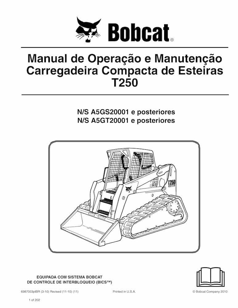 Bobcat T250 compact track loader pdf operation and maintenance manual PT