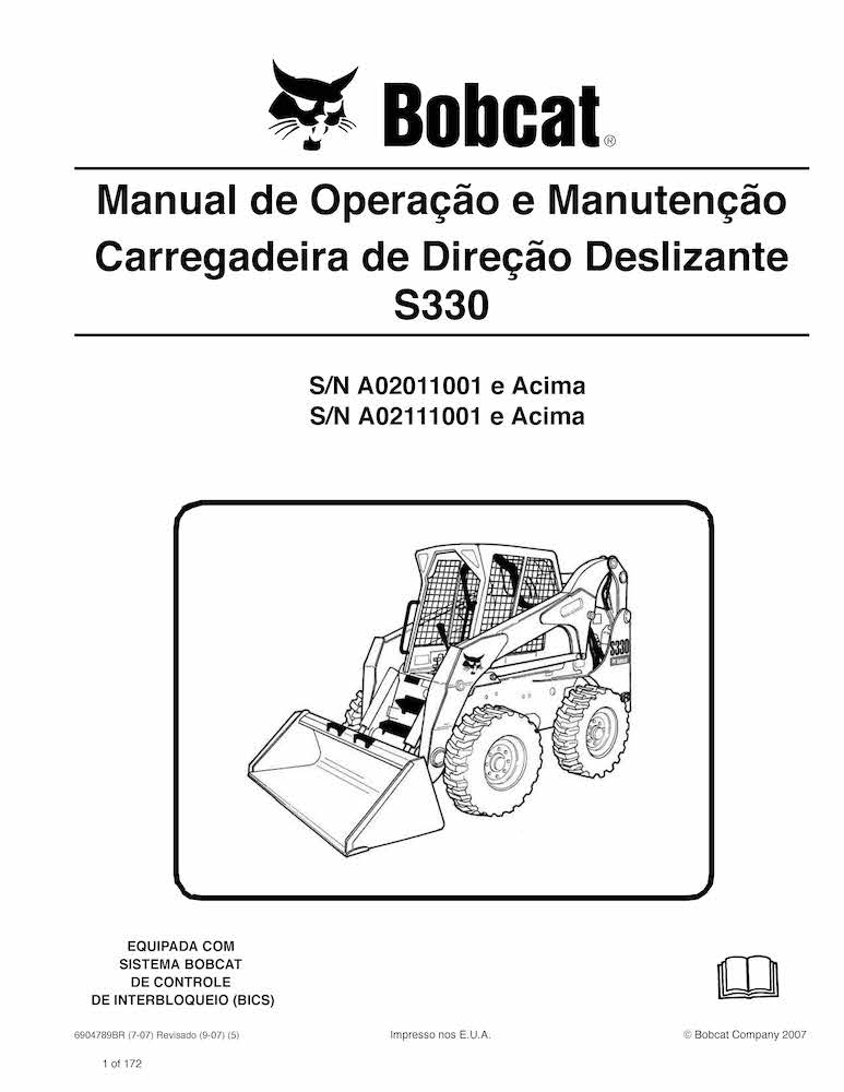 Bobcat S330 skid steer loader pdf operation and maintenance manual PT