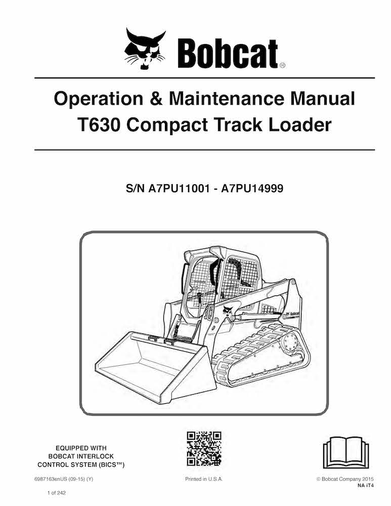 Bobcat T630 compact track loader pdf operation & maintenance manual