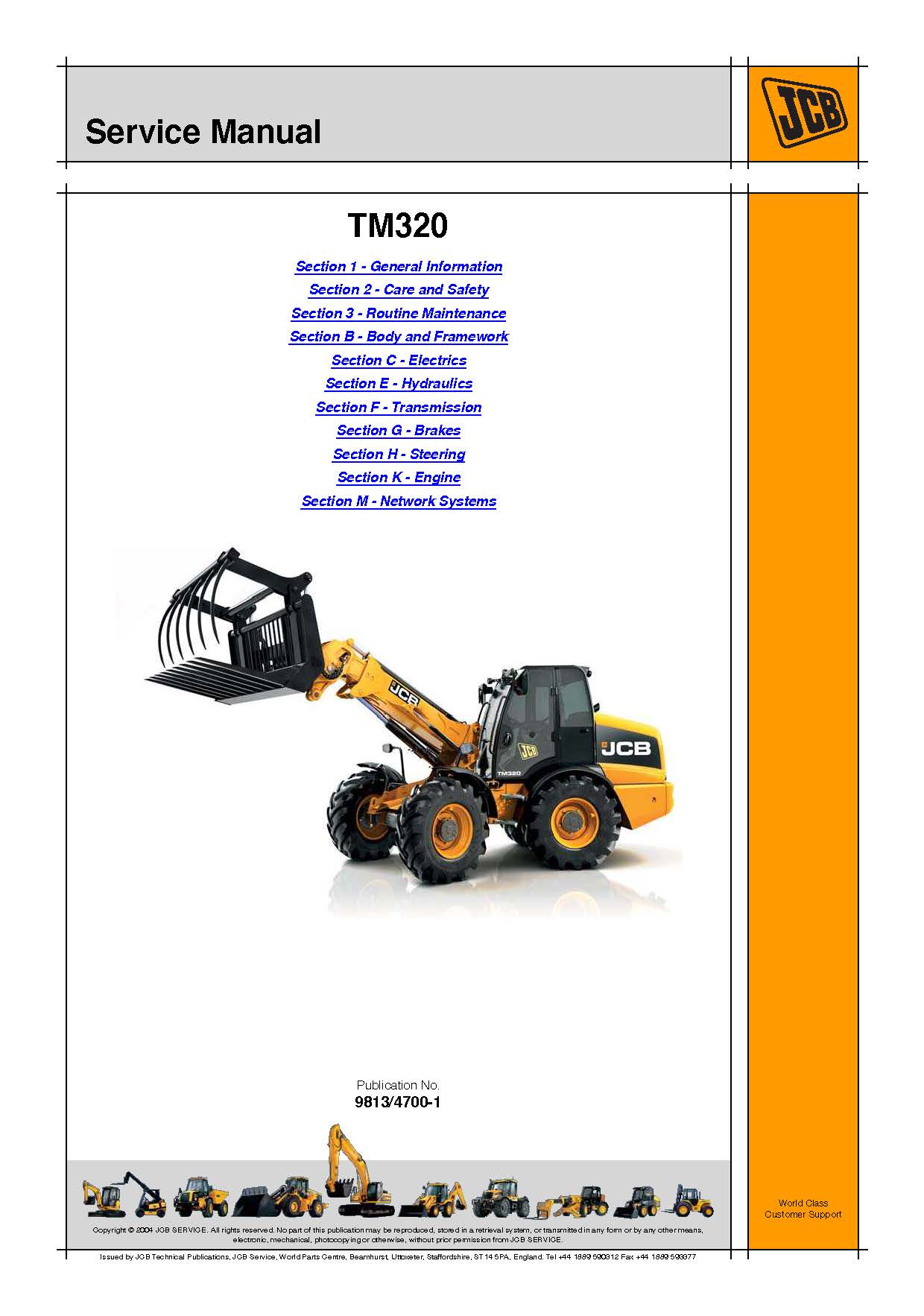 Jcb TM320 telescopic handler service manual