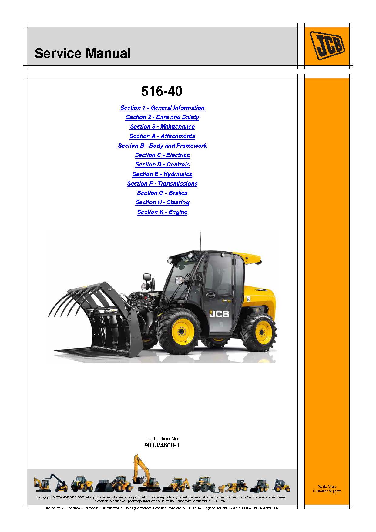 Jcb 516-40 telescopic handler service manual