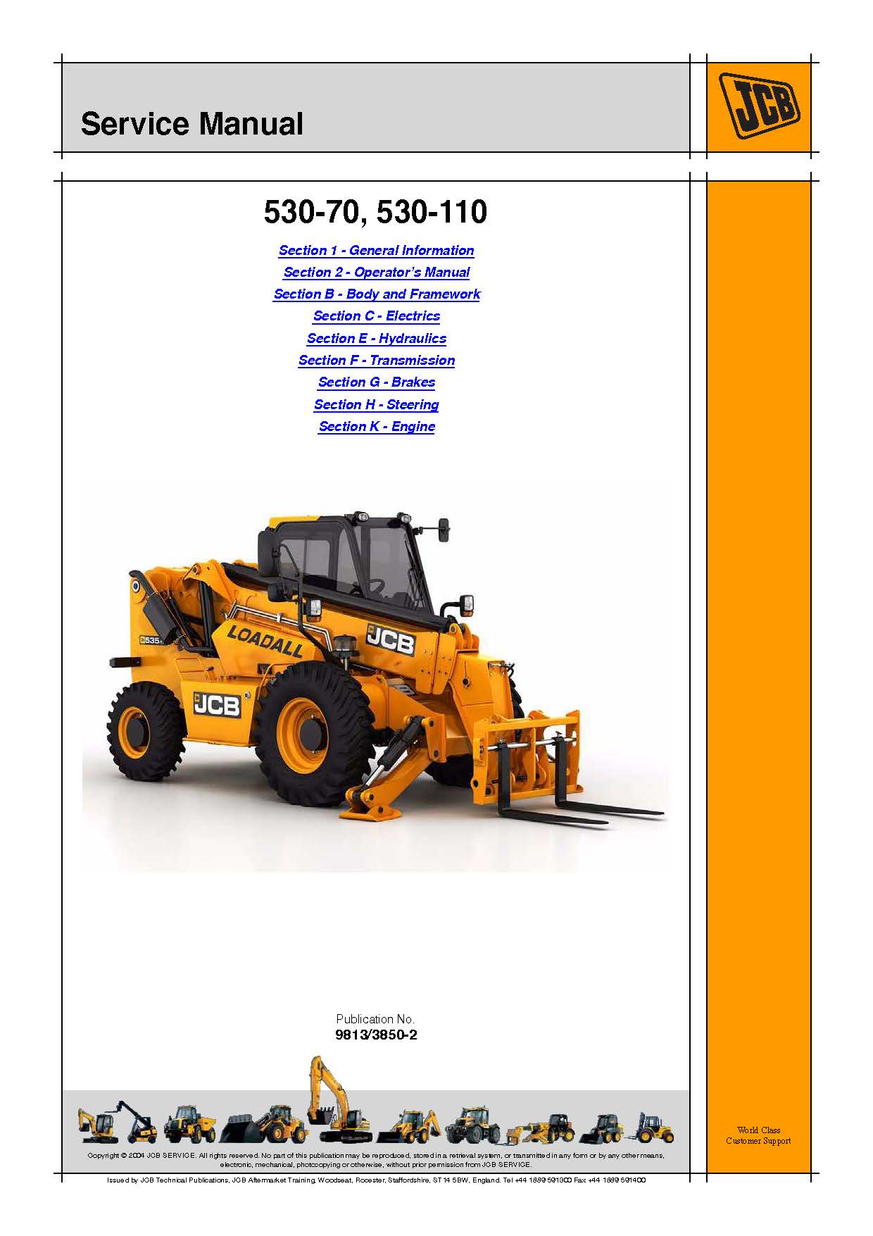 Jcb 530-70 / 530 - 110 telescopic handler service manual