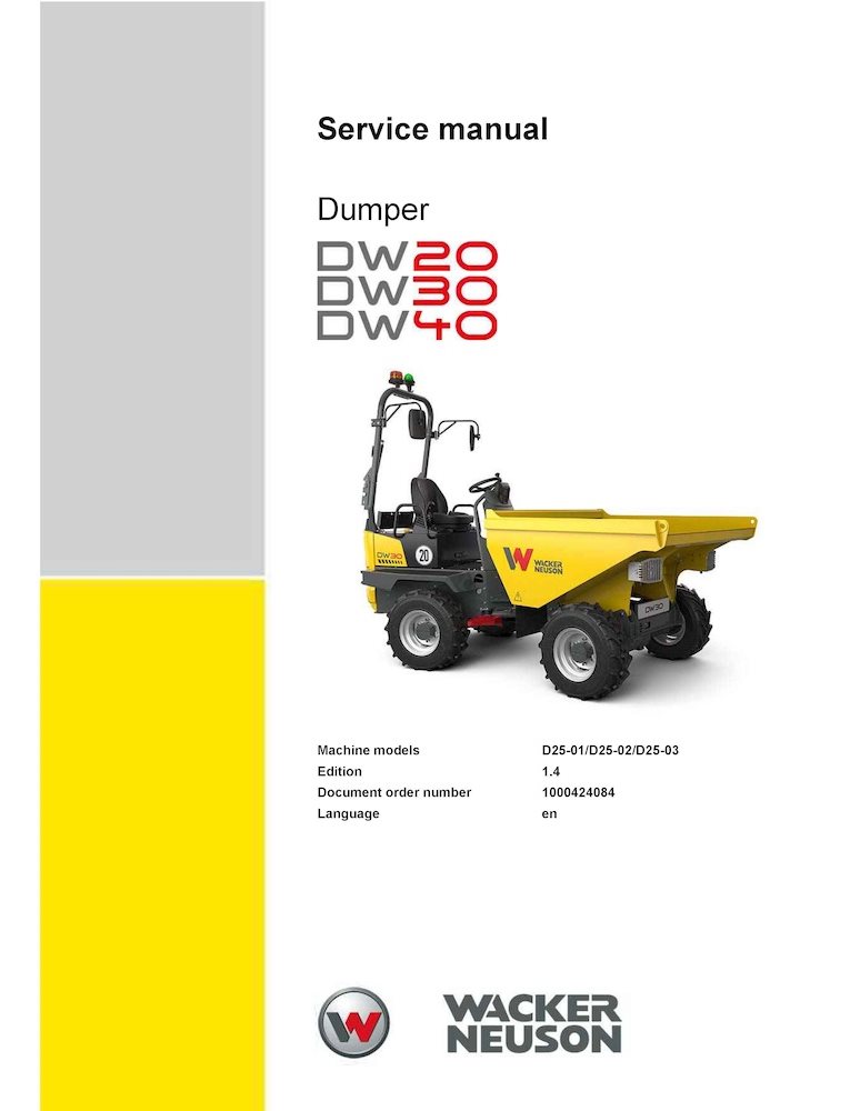 Wacker Neuson DW20, DW30, DW40 dumper manuel d'entretien pdf (1000424084)