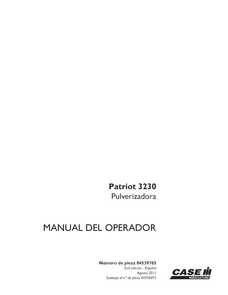 Manual do operador do pulverizador Case Patriot 3230 em PDF ES (84539765)