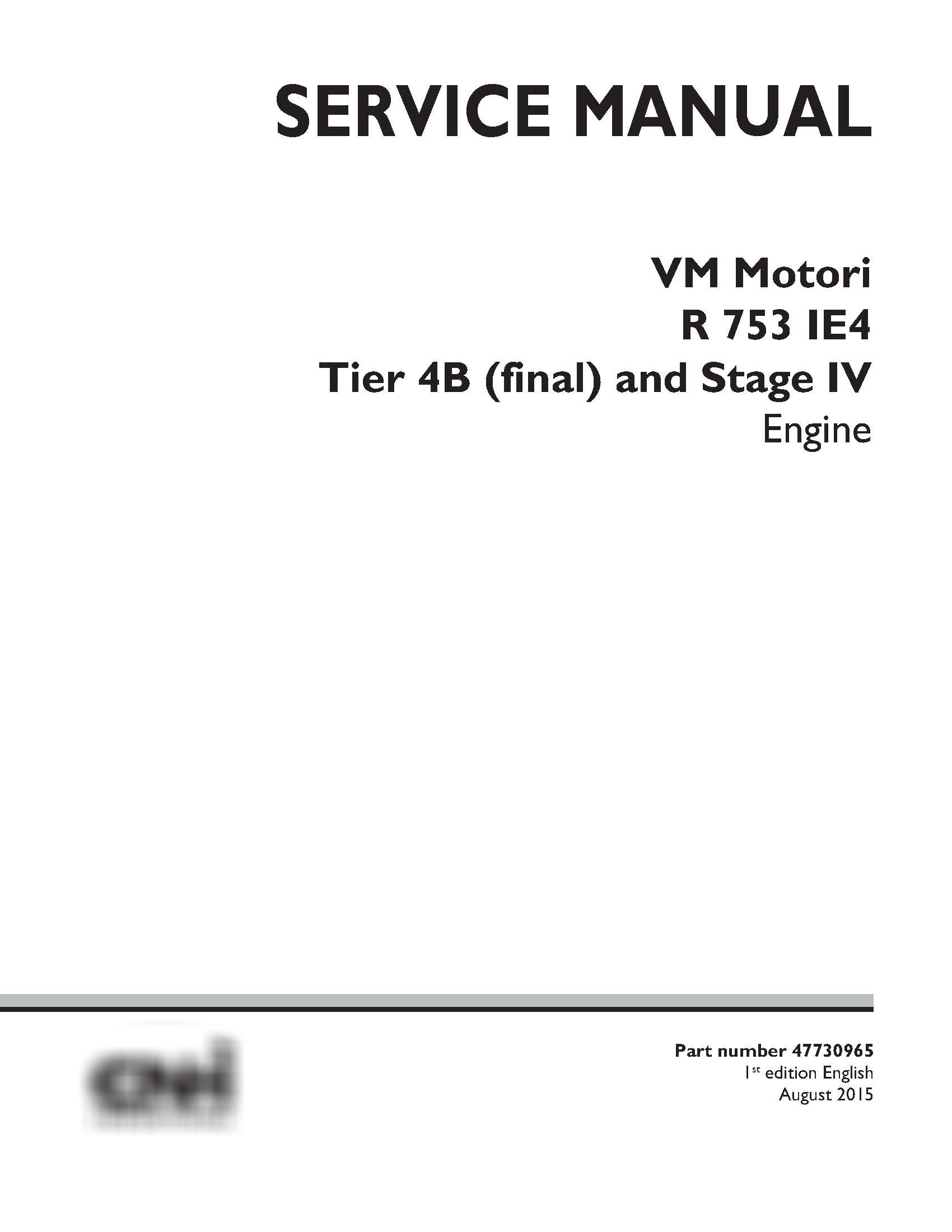 New Holland VM Motori R 753 IE4 engine service manual