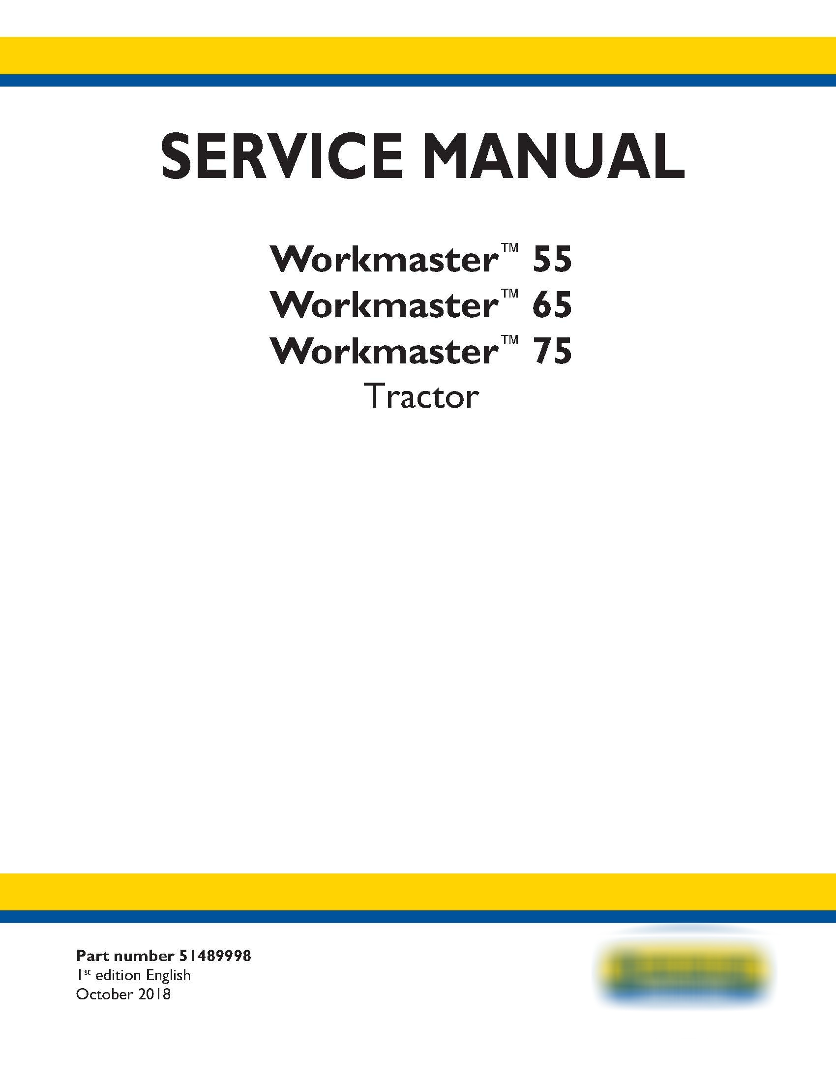 New Holland Workmaster 55 / 65 / 75 tractor service manual