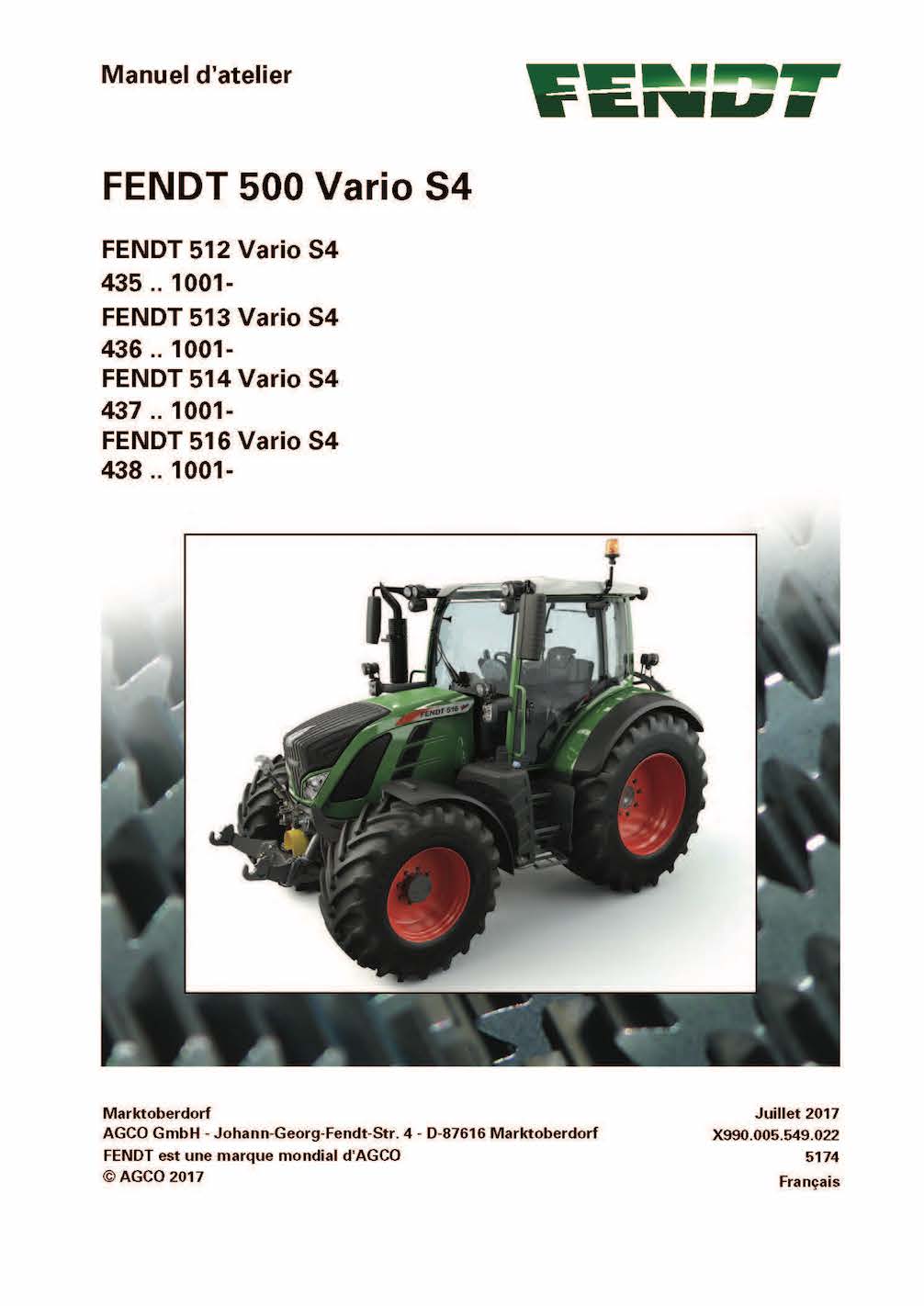 Fendt 500-512/513/514/516 manual de servicio del taller del tractor francés