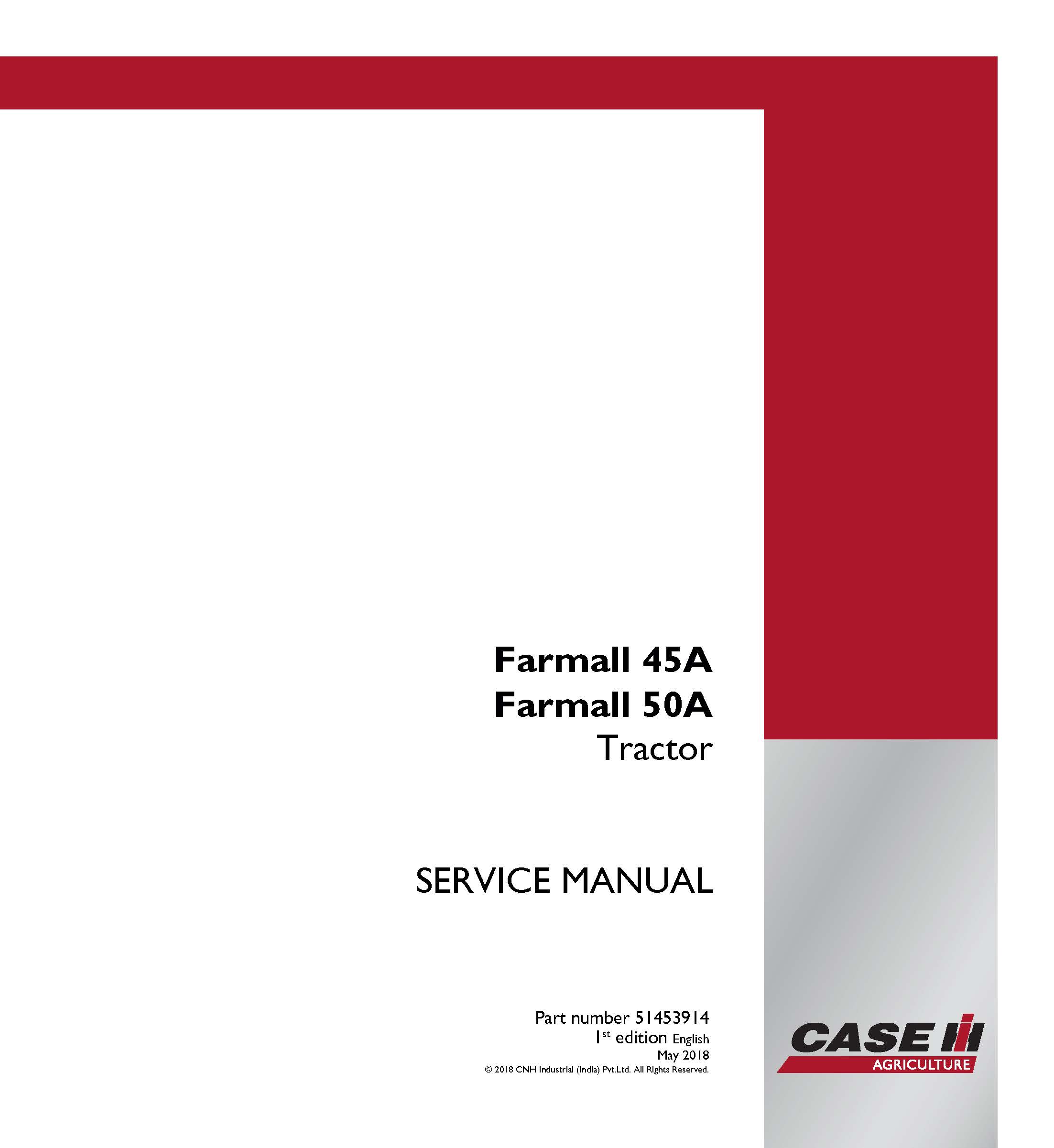 Case IH Farmall 45A, 50A tractor compacto manual de servicio pdf