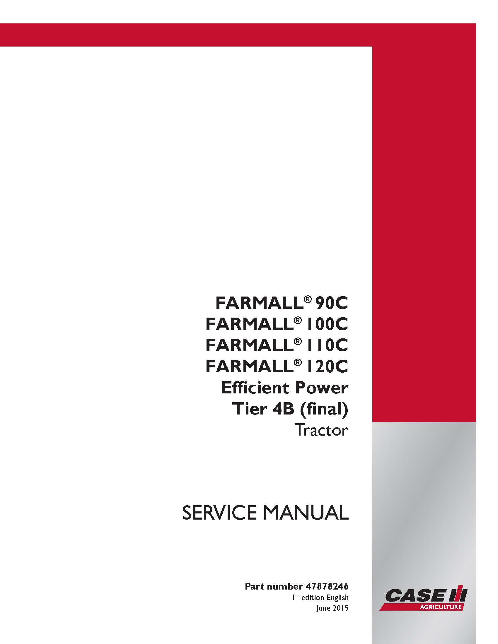 Case IH Farmall 90C, 100C, 110C, 120C Tier 4B tractor pdf service manual