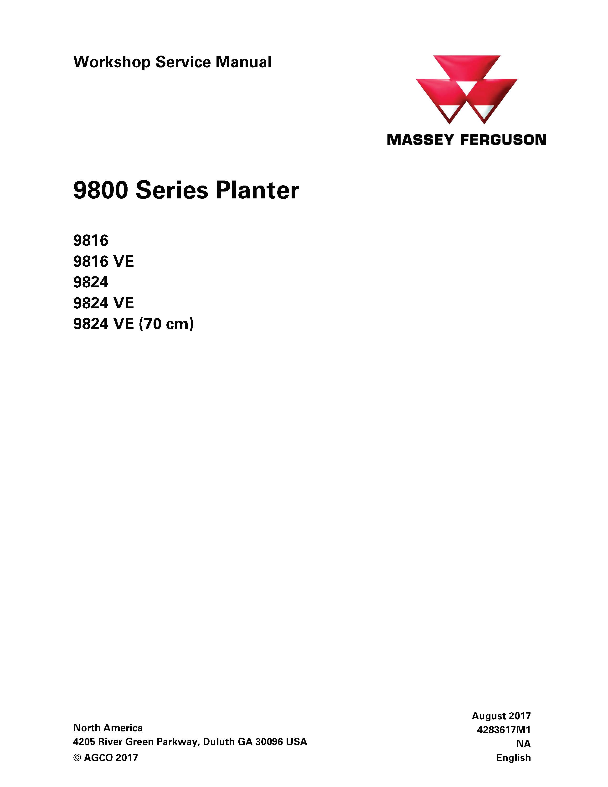 Massey Ferguson 9816, 9816 VE, 9824, 9824 VE, 9824 VE planter pdf ...