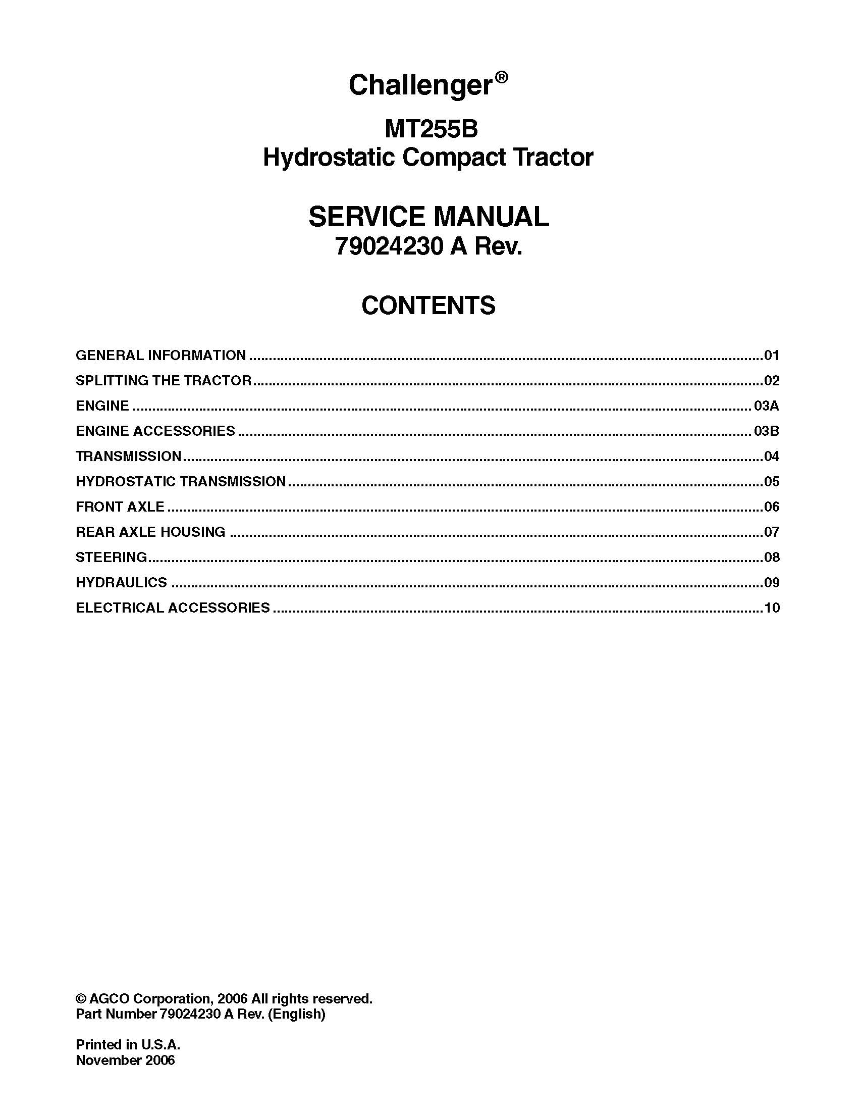 Challenger MT255B compact tractor pdf manual de servicio