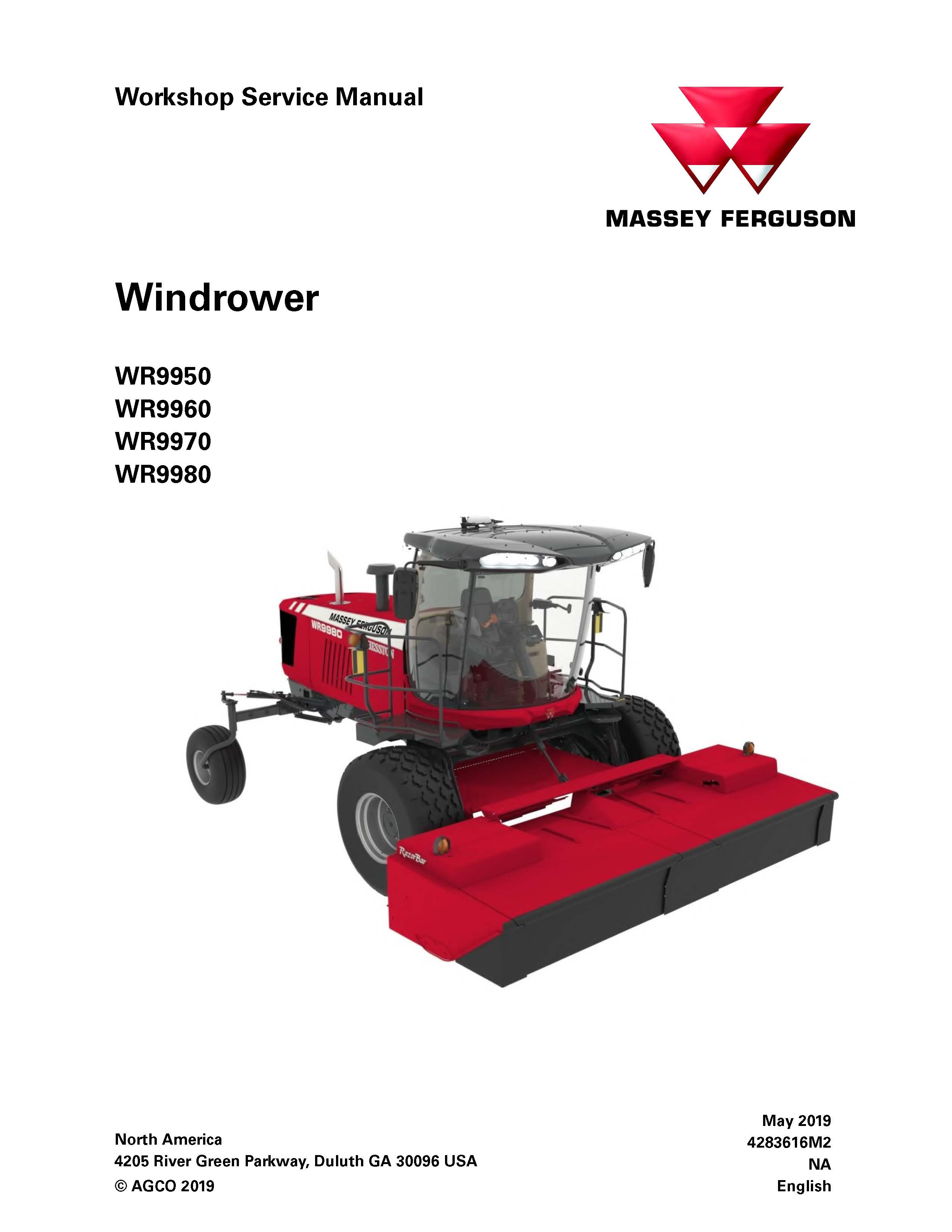 Massey Ferguson WR9950, WR9960, WR9970, WR9980 self-propelled windrower ...