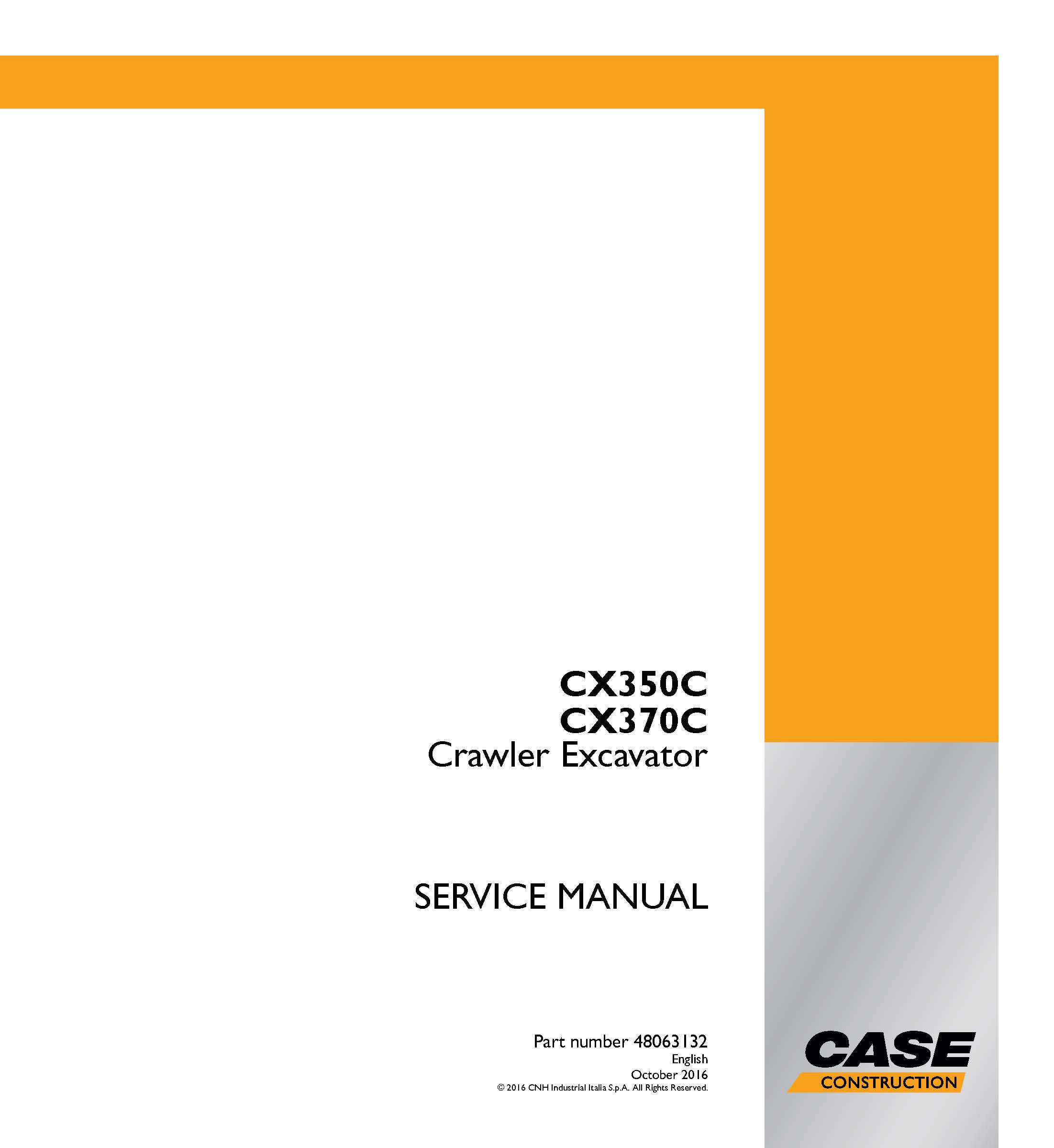Case CX350C, CX370C crawler excavator pdf service manual