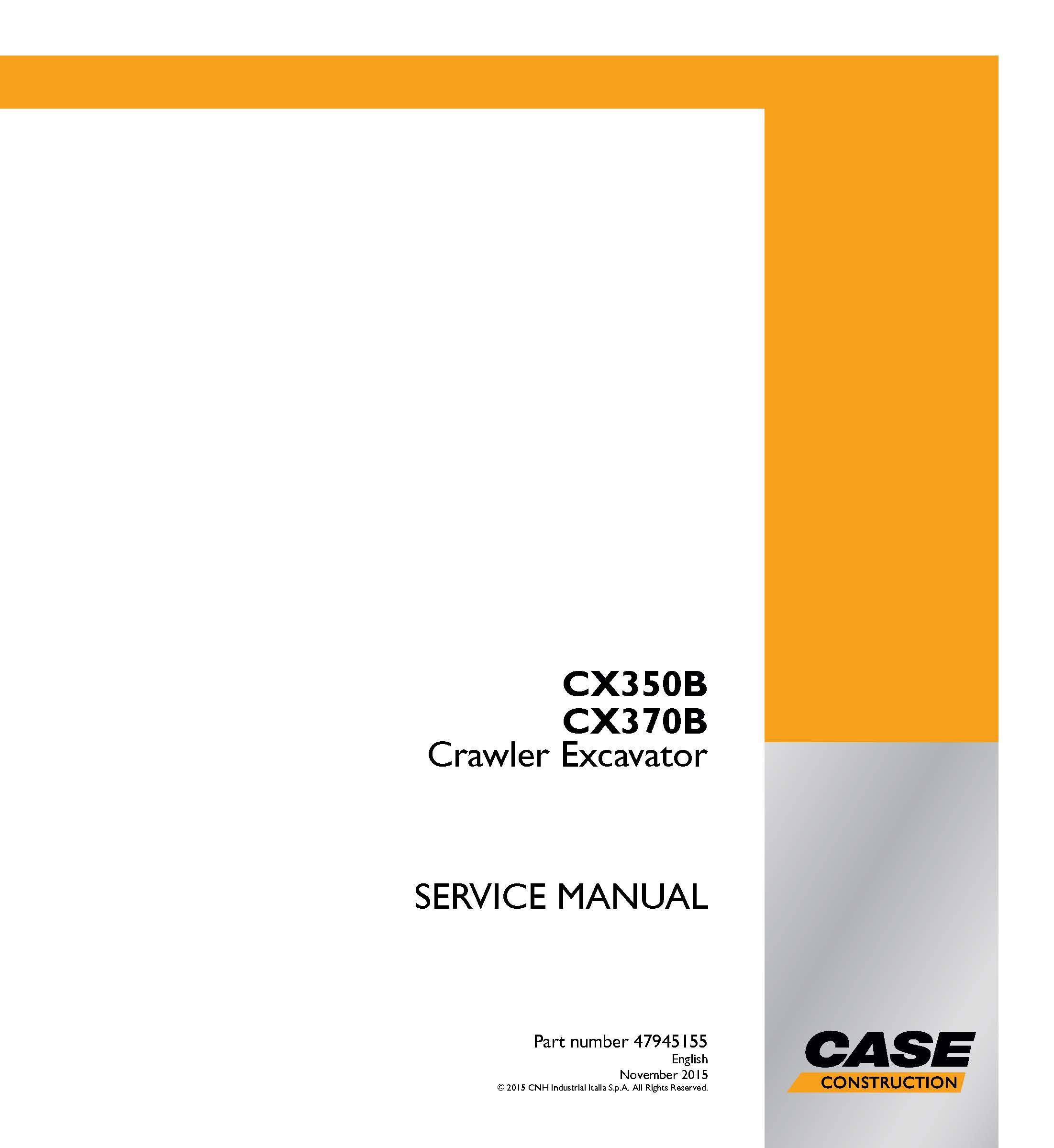 Manual de serviço em pdf da escavadeira de esteira Case CX350B, CX370B