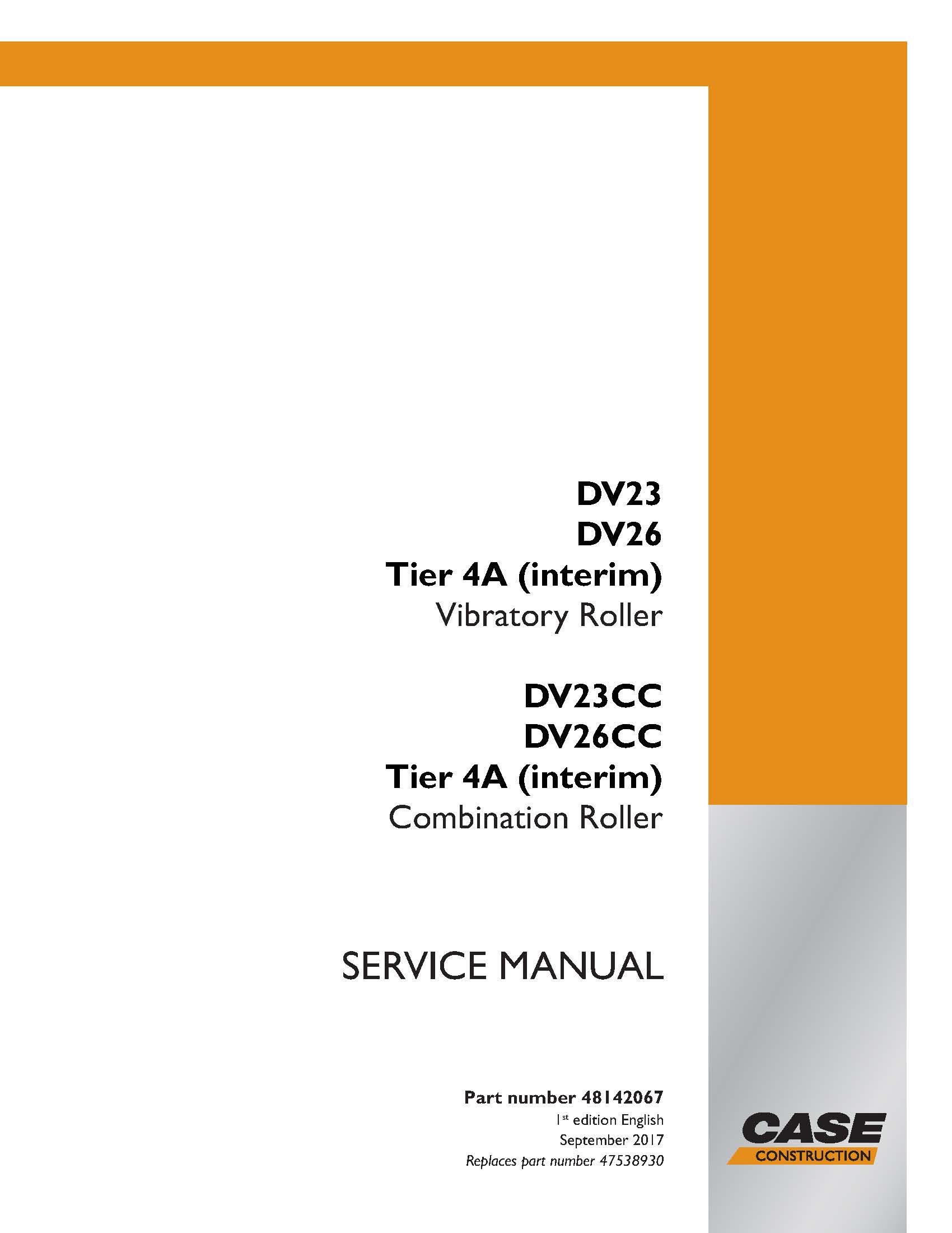 Case DV23, DV26, DV23CC, DV26CC Tier 4A roller pdf manual de servicio