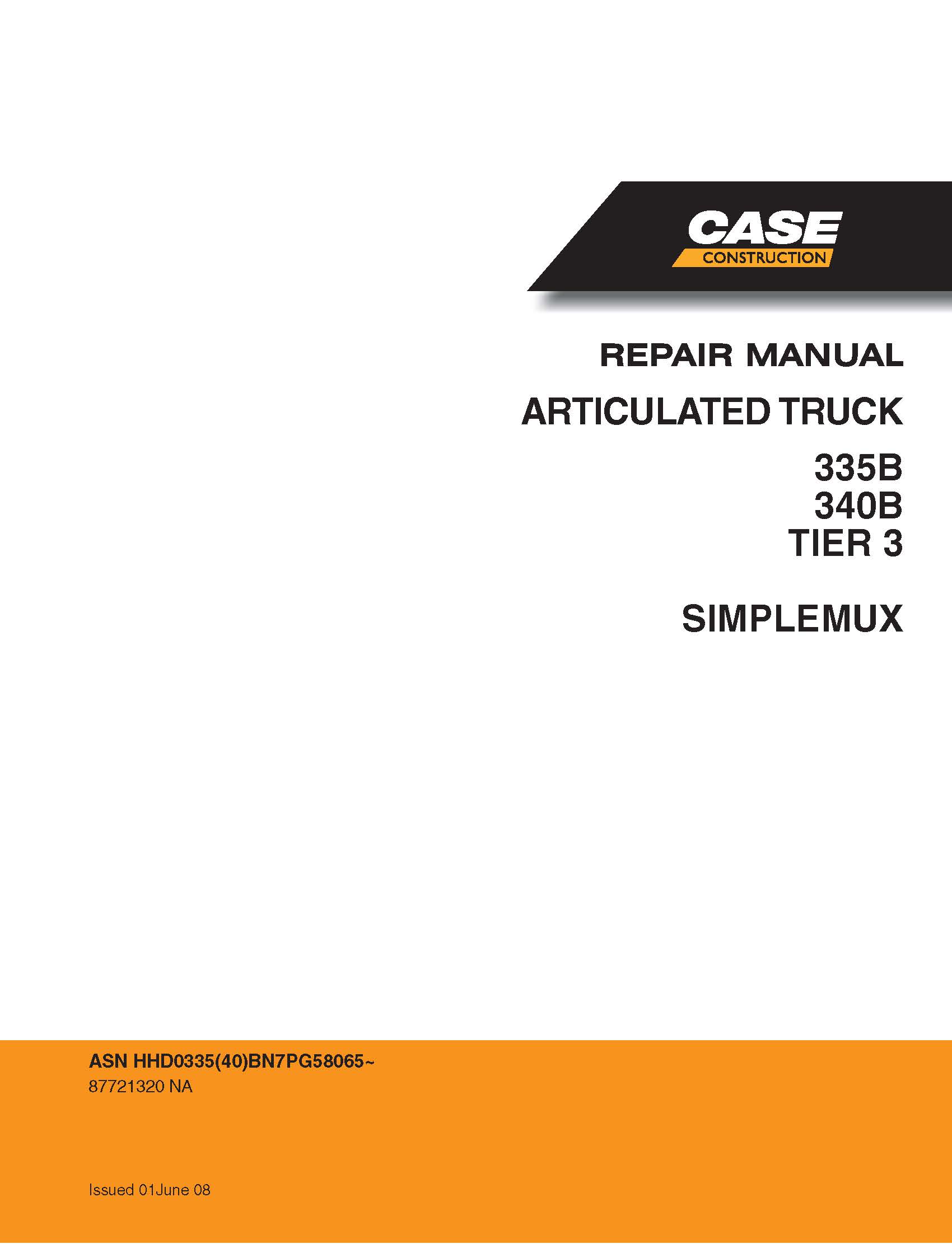 Case 335B, 340B TIER 3 articulated truck pdf service manual