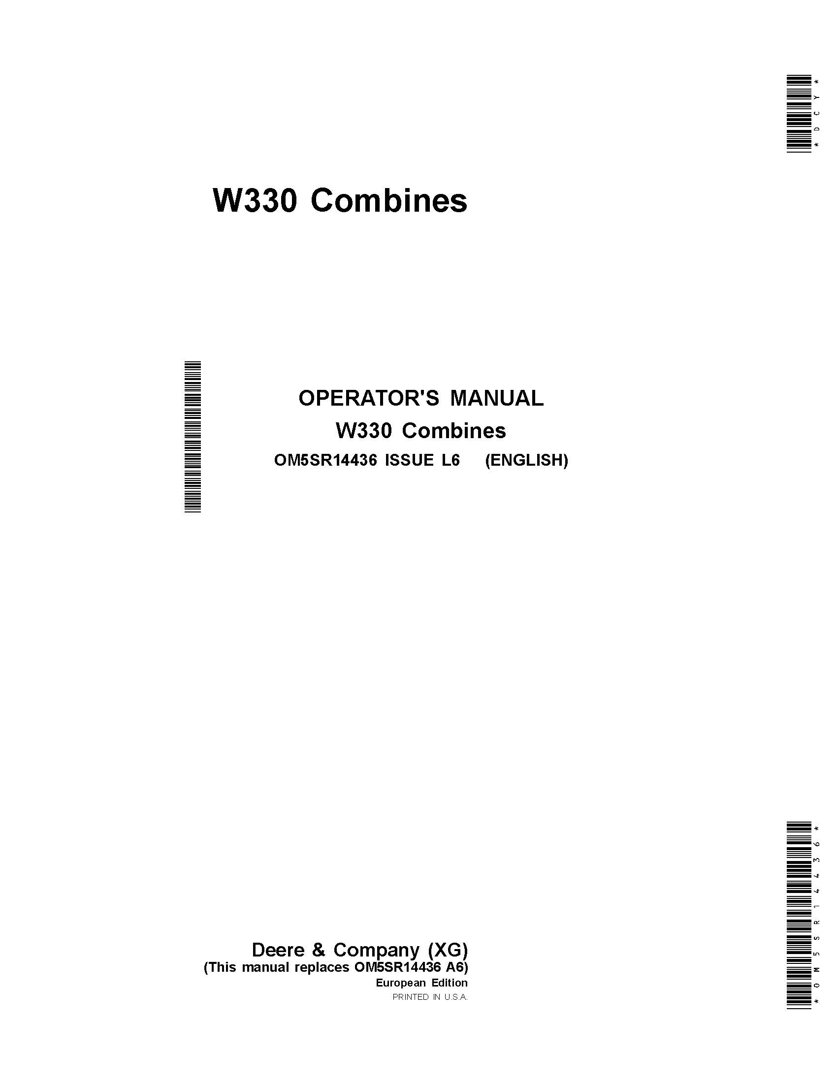 John Deere W300 cosechadora pdf manual del operador