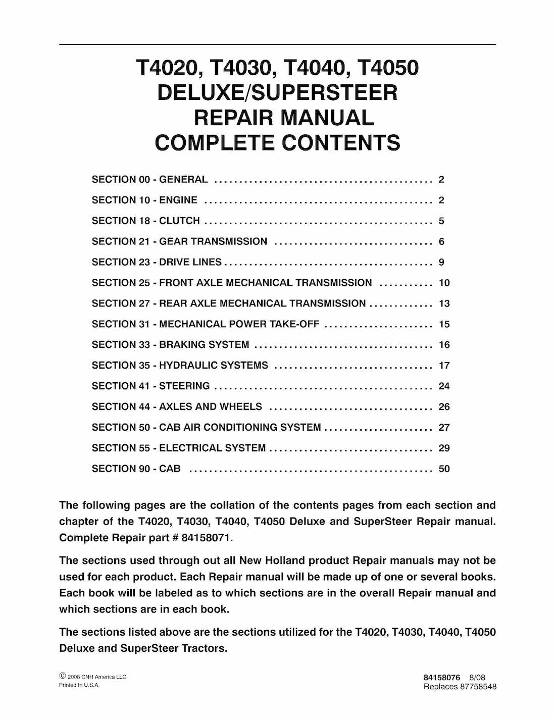 New Holland T4020, T4030, T4040, T4050 tractor pdf manual de servicio