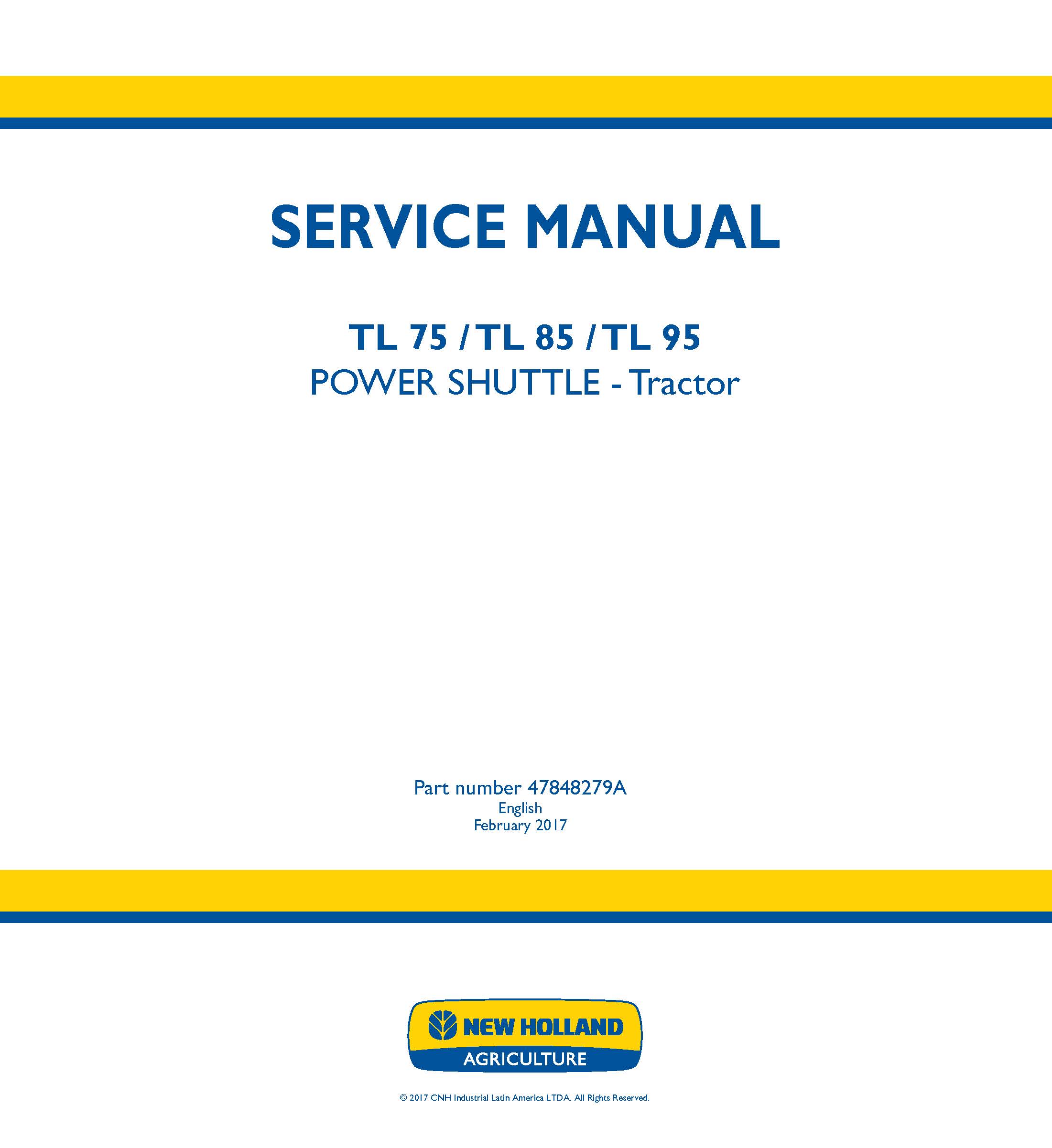 New Holland TL 75, TL 85, TL 95 PST tractor manual de reparación pdf