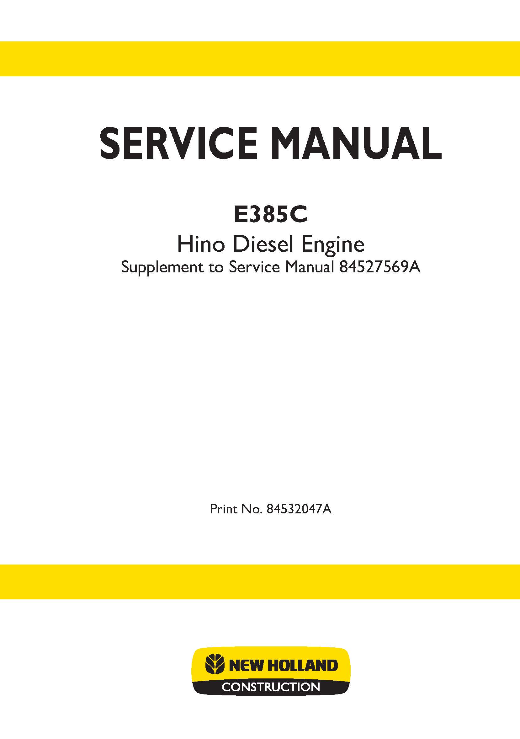 New Holland E385C Hino Diesel engine pdf service manual