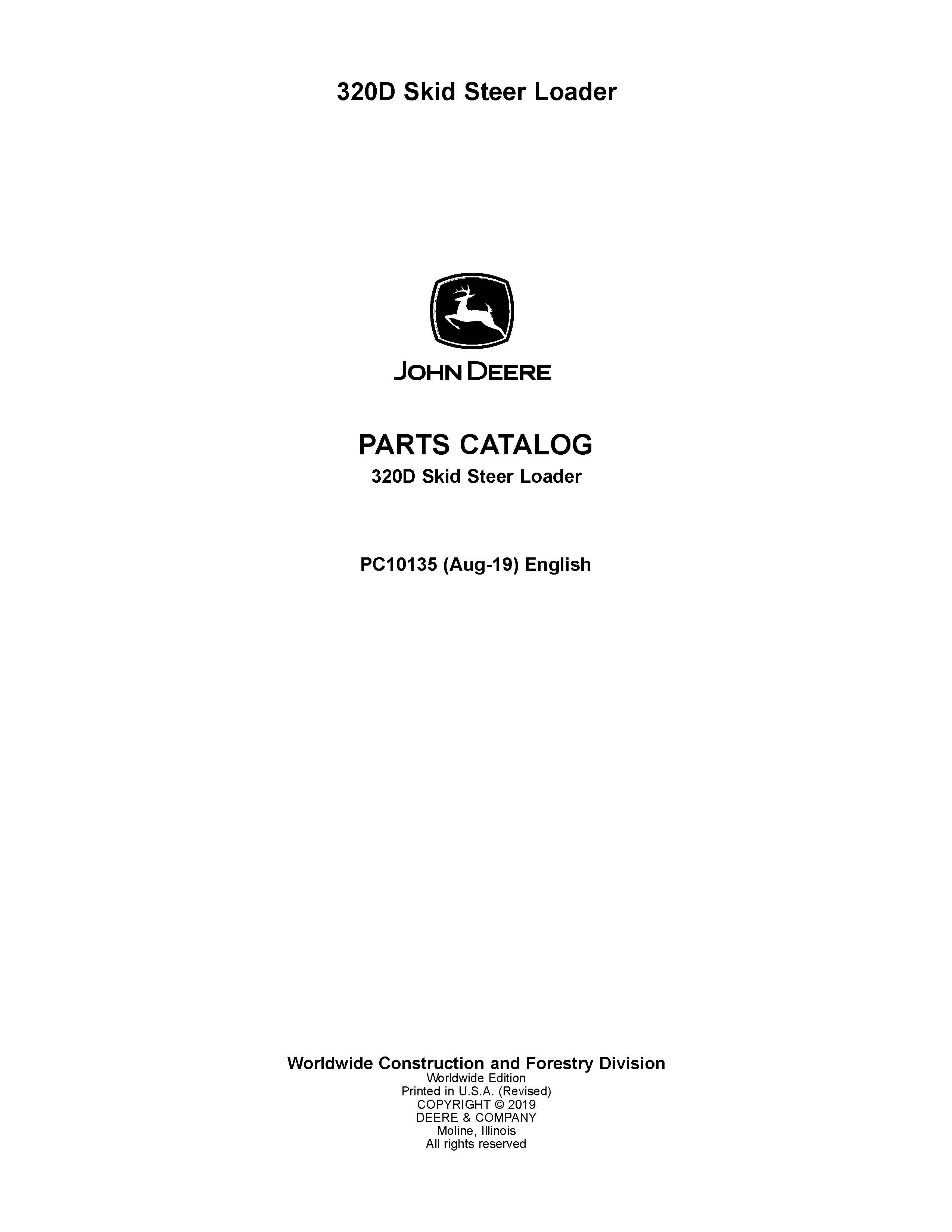 John Deere 320D skid steer loader pdf parts catalog