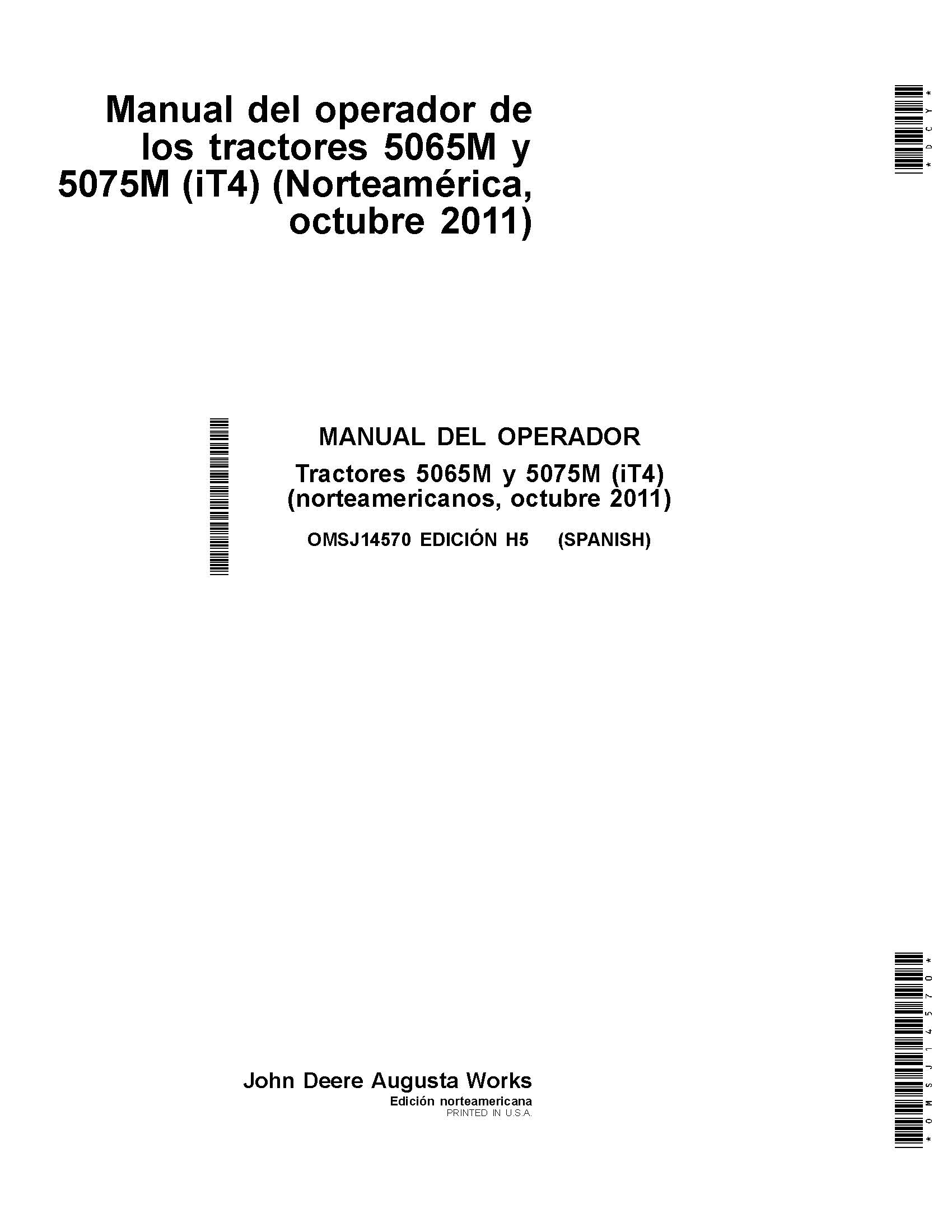 John Deere 5065M and 5075M tractor pdf operator's manual ES
