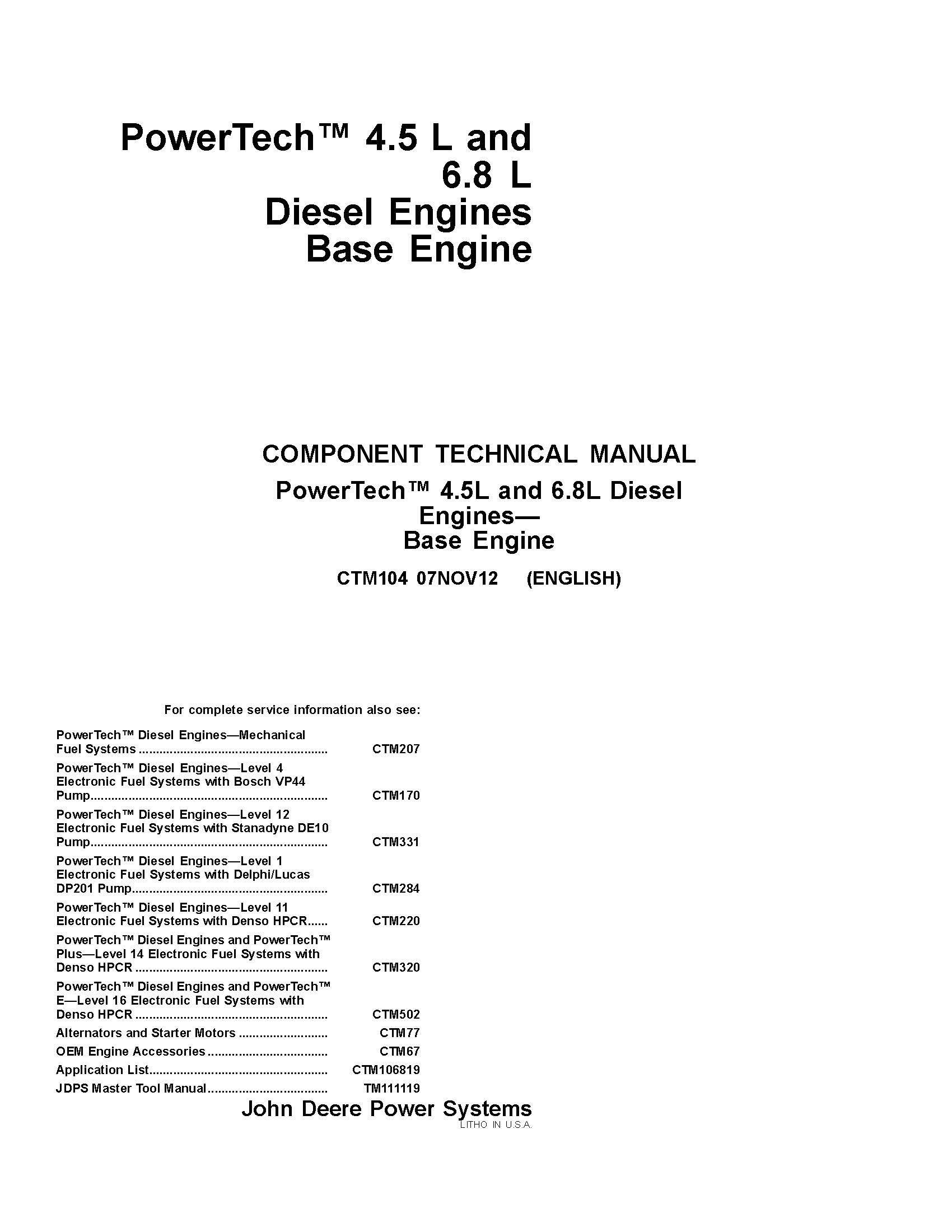 John Deere 4.5L AND 6.8L DIESEL ENGINES (BASE ENGINE) engine pdf ...
