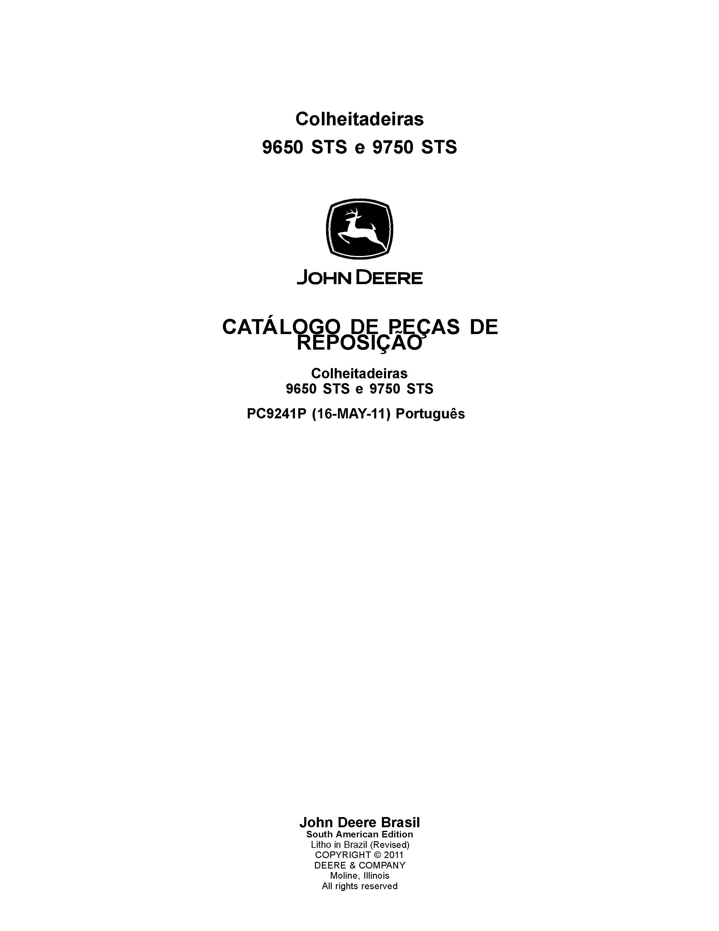 John Deere 9650 STS, 9750 STS combinan el catálogo de piezas en pdf PT John Deere 9650 STS, 9750 STS combinan el catálogo de piezas en pdf PT