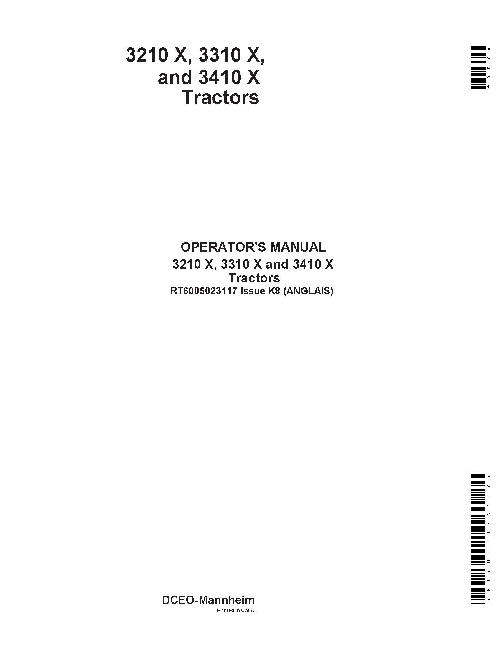 John Deere 3110, 3210, 3310 and 3410 tractors pdf operator's manual