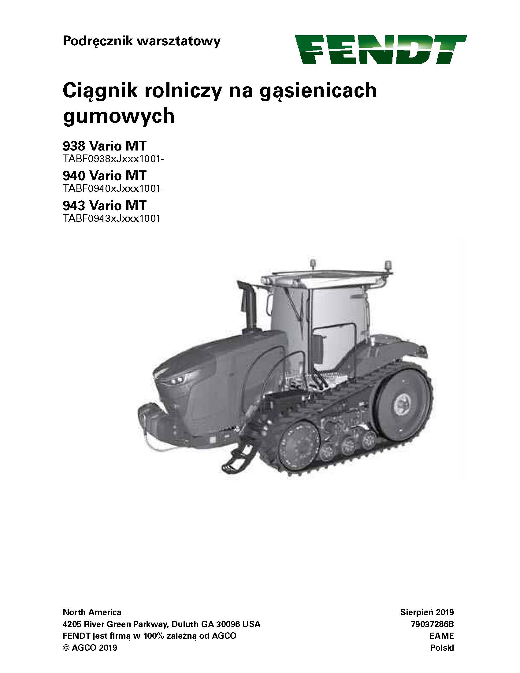 Fendt 938, 940, 943 Vario MT (Tier 3 Engine) rubber track tractor pdf ...