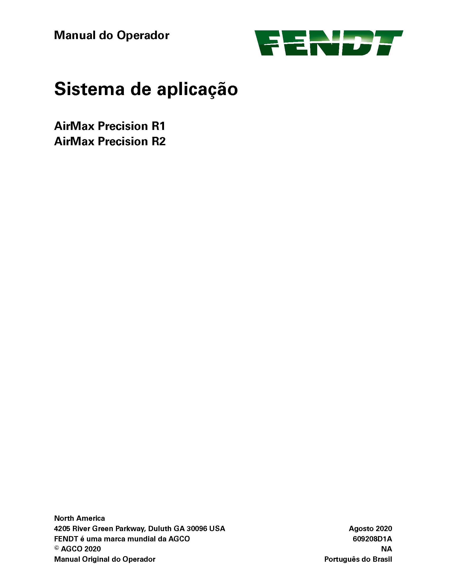 Fendt AirMax Precision R1, R2 application system pdf operator's manual PT