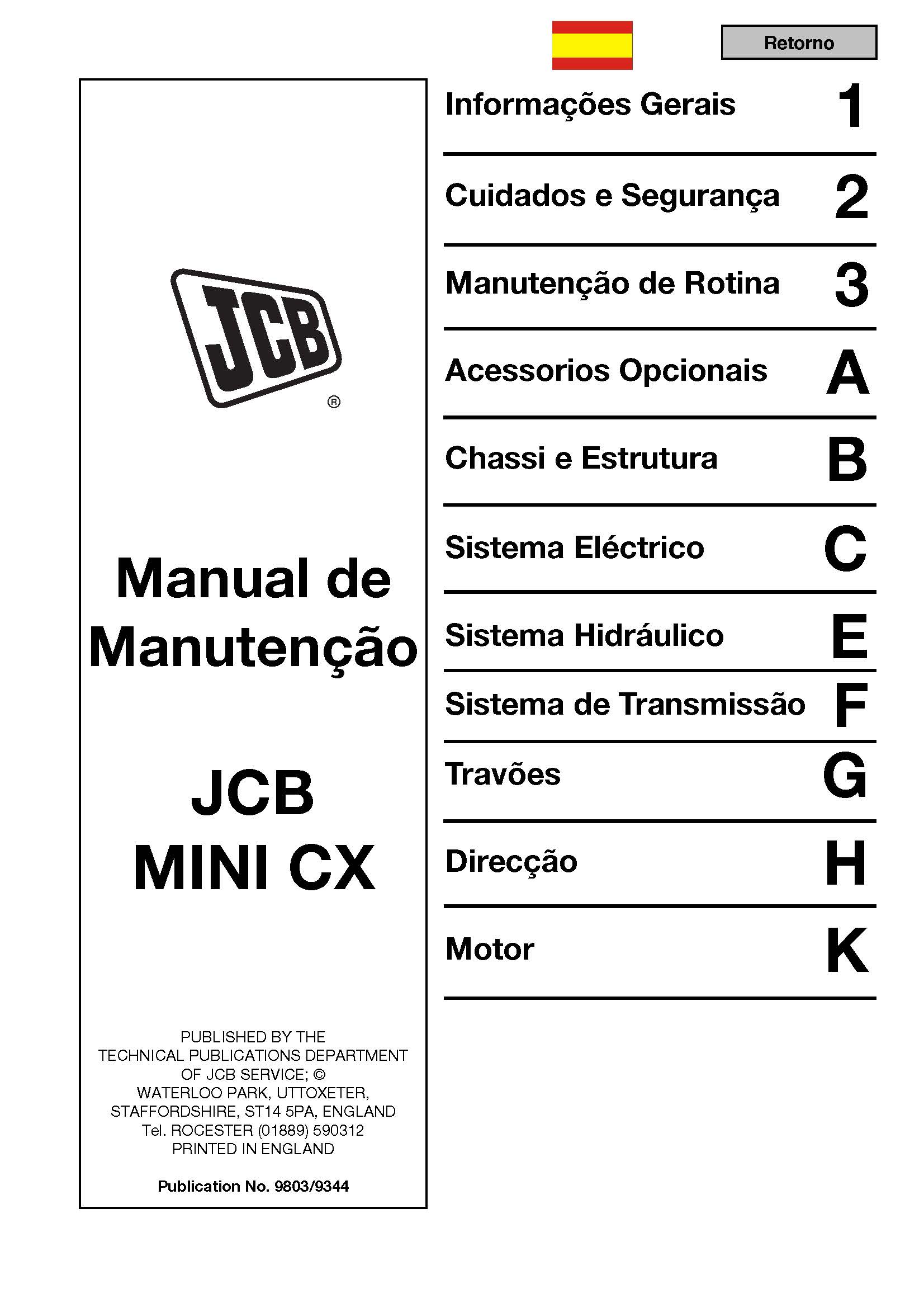 Manuel d'entretien pdf de la chargeuse-pelleteuse JCB Mini CX ES